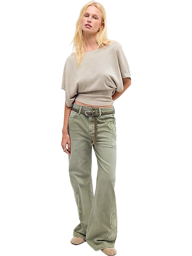DRIFTWOOD Driftwood Charlee Wide-Leg Jeans with Floral Embroidery